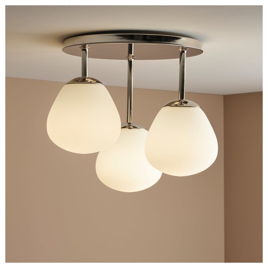 DEJSA ceiling lamp with 3 lamps, chrome-plated/opal white glass - IKEA