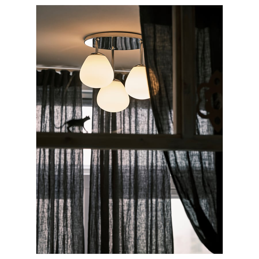 DEJSA ceiling lamp with 3 lamps, chrome-plated/opal white glass - IKEA