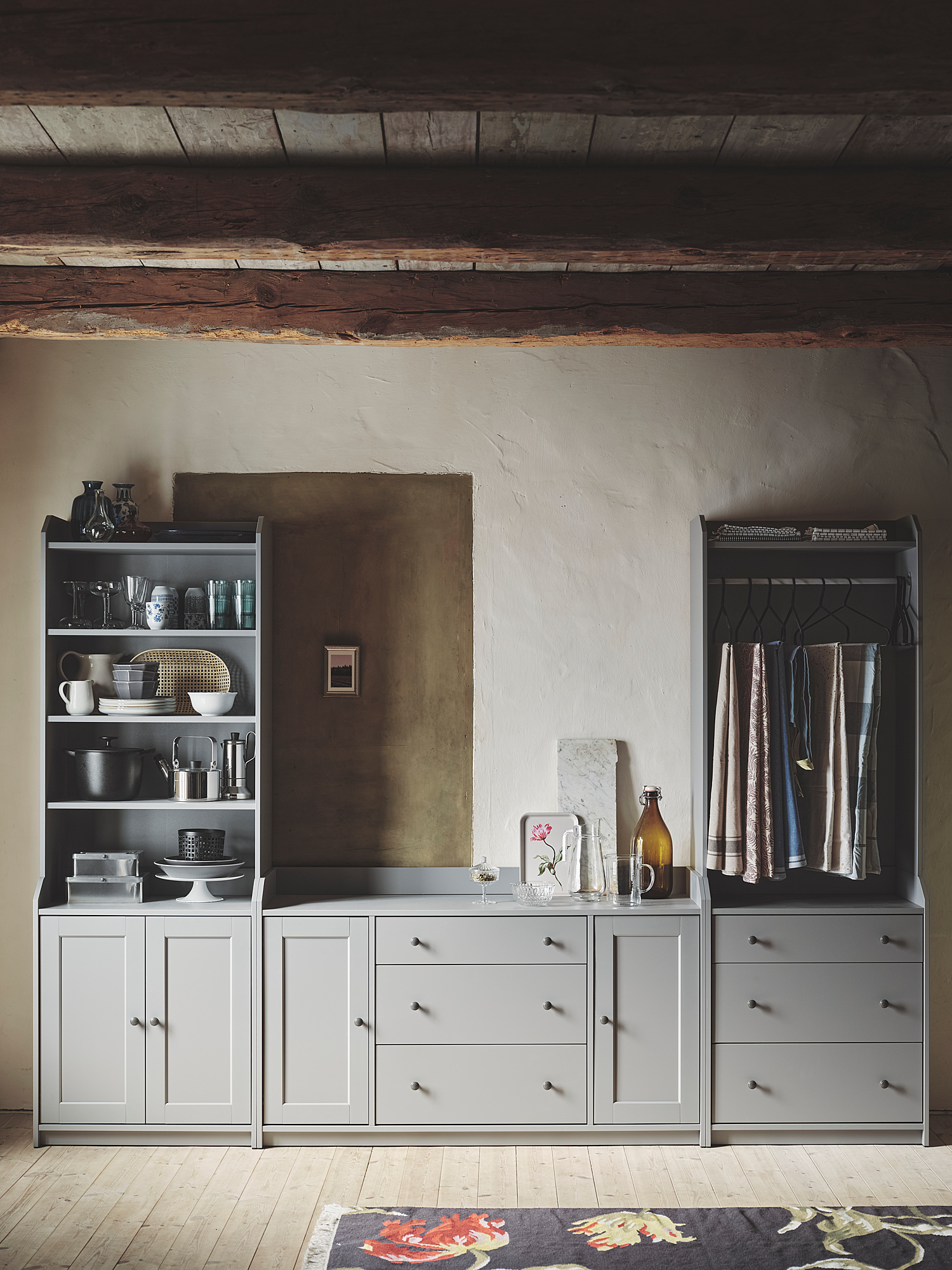 HAUGA High cabinet with 2 doors, grey, 70x199 cm - IKEA