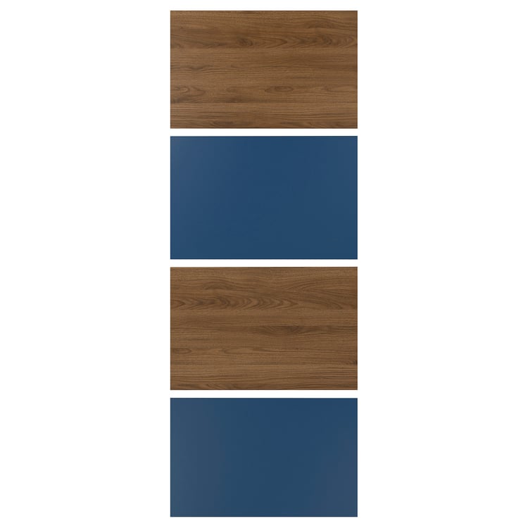 MEHAMN 4 panels for sliding door frame, walnut effect/blue, 75x201 cm ...