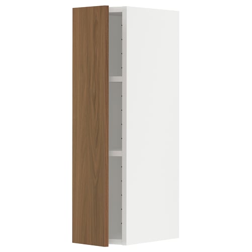 METOD wall cabinet with shelves, white/Tistorp brown walnut effect ...
