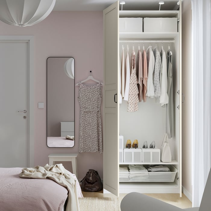 PAX / FLISBERGET wardrobe, white/light beige, 100x60x236 cm - IKEA