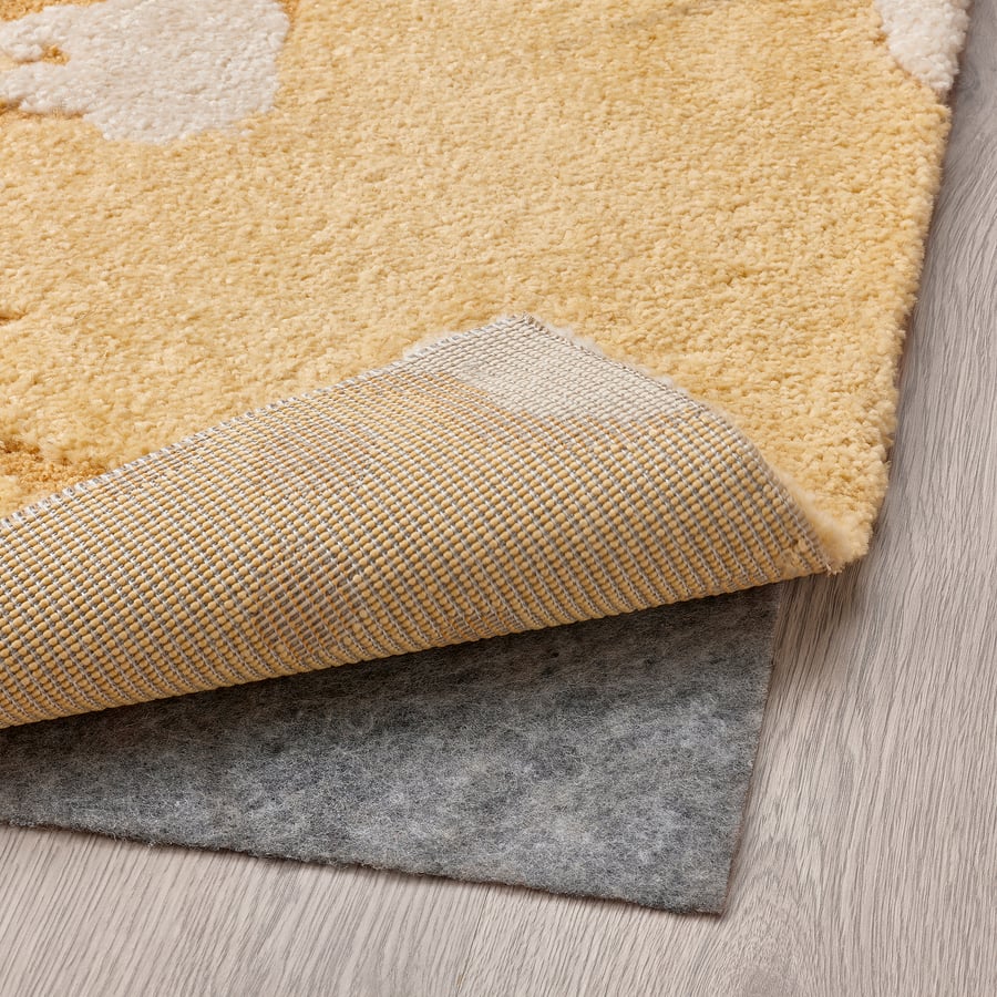 RINGKLOCKA rug, low pile, yellow/off-white, 200x300 cm - IKEA