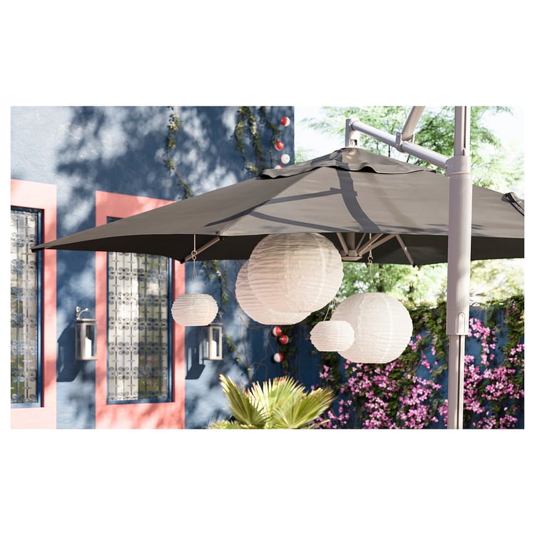 SOLVINDEN LED solar-powered pendant lamp, outdoor/globe white, 45 cm - IKEA
