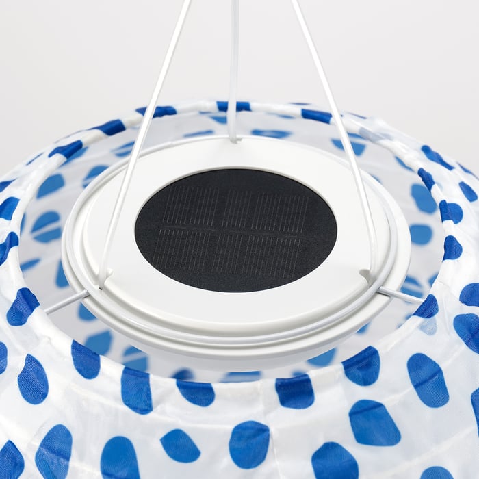 SOLVINDEN pendant lamp, spotted solar-powered/blue, 43 cm - IKEA