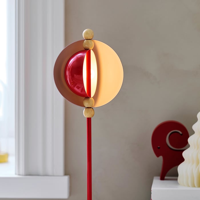 STRÅLA LED decorative table lamp, metal battery-operated/red - IKEA