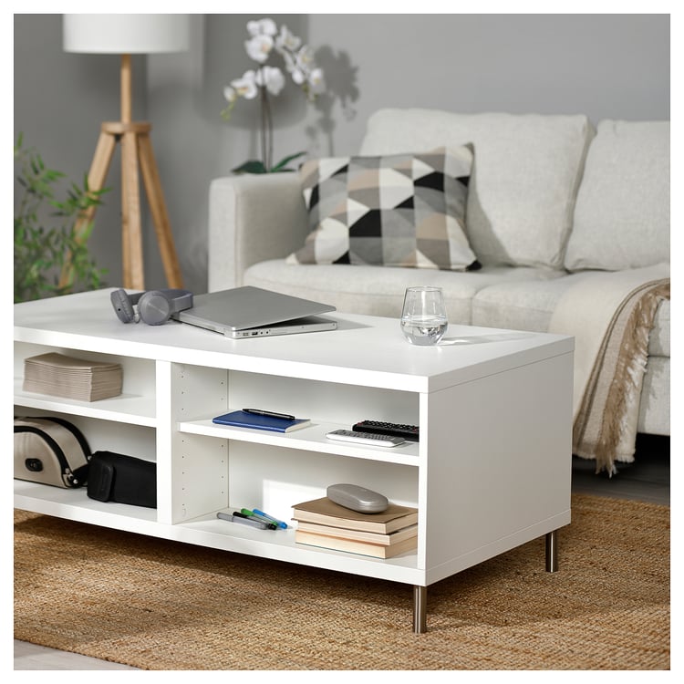 BESTÅ coffee table with drawers, white/Selsviken/Ösarp high-gloss/white ...