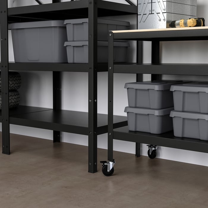 BROR storage w shelves/cabinet/trolley, black/pine plywood - IKEA