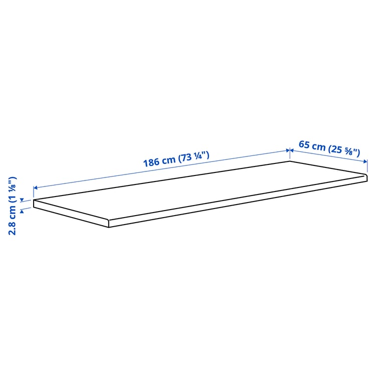 EKBACKEN worktop, ash effect/ash, 186x65x2.8 cm - IKEA