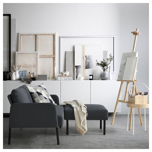 GLOSTAD 2-seat sofa with chaise longue, Knisa dark grey - IKEA