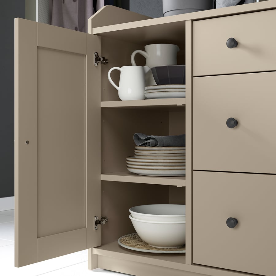 HAUGA sideboard, beige, 140x84 cm - IKEA