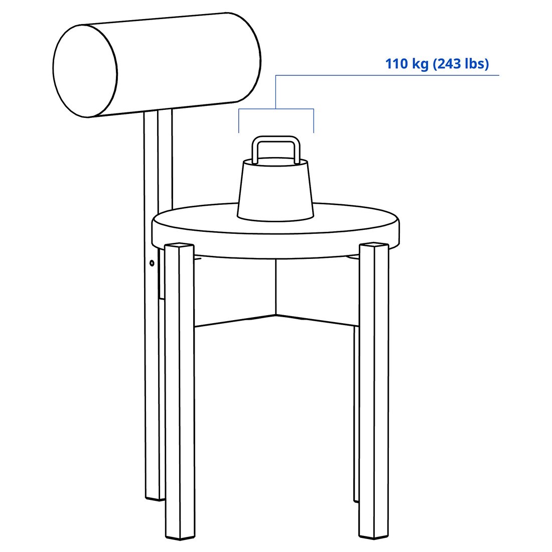 IKEA PS 2026 table and 2 chairs, pine/Knäbäck bright blue, 70x70 cm - IKEA
