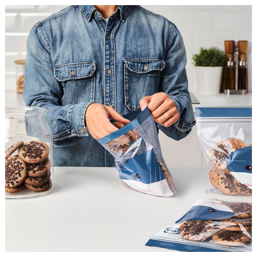 ISTAD resealable bag, blue/shark, 1 l - IKEA