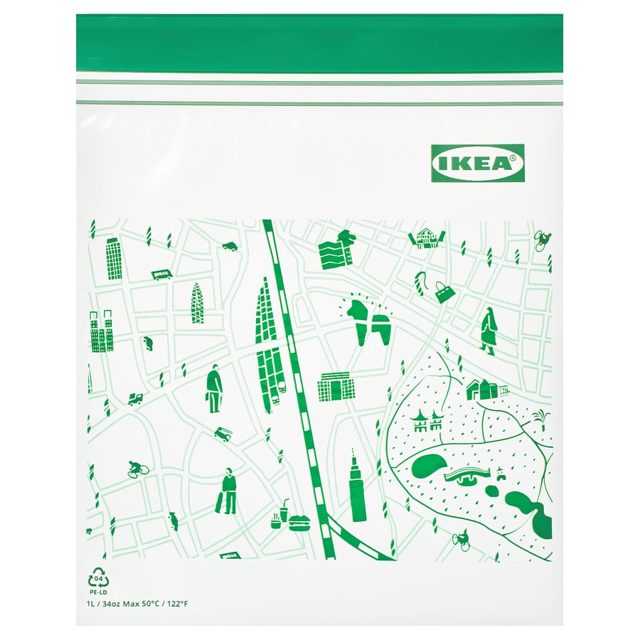 ISTAD resealable bag, green, 1 l - IKEA
