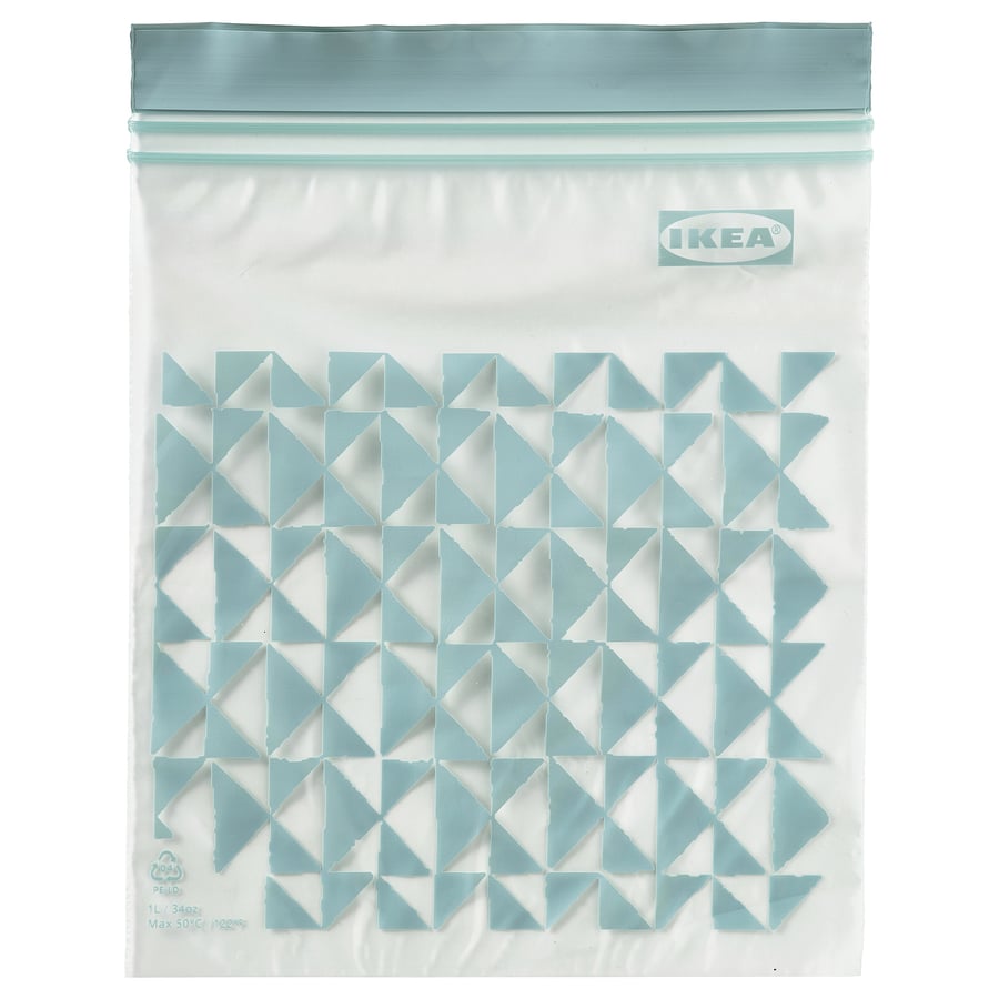 ISTAD resealable bag, patterned/pale grey-green, 1 l - IKEA