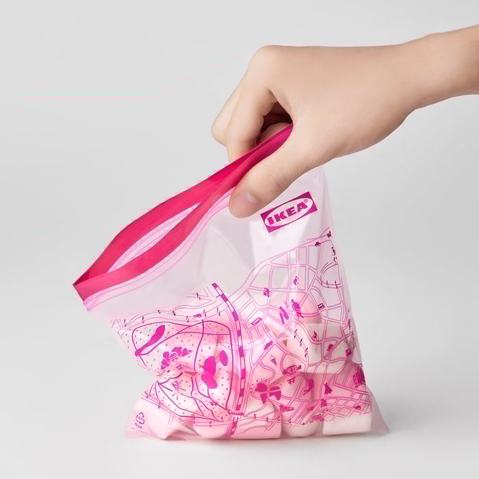 ISTAD resealable bag, pink, 1 l - IKEA