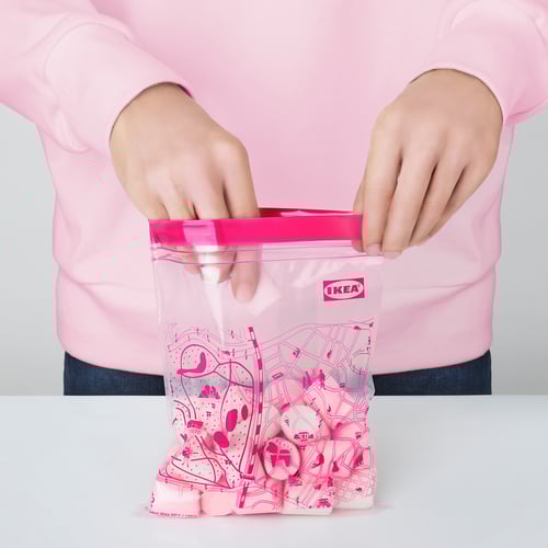 ISTAD resealable bag, pink, 1 l - IKEA