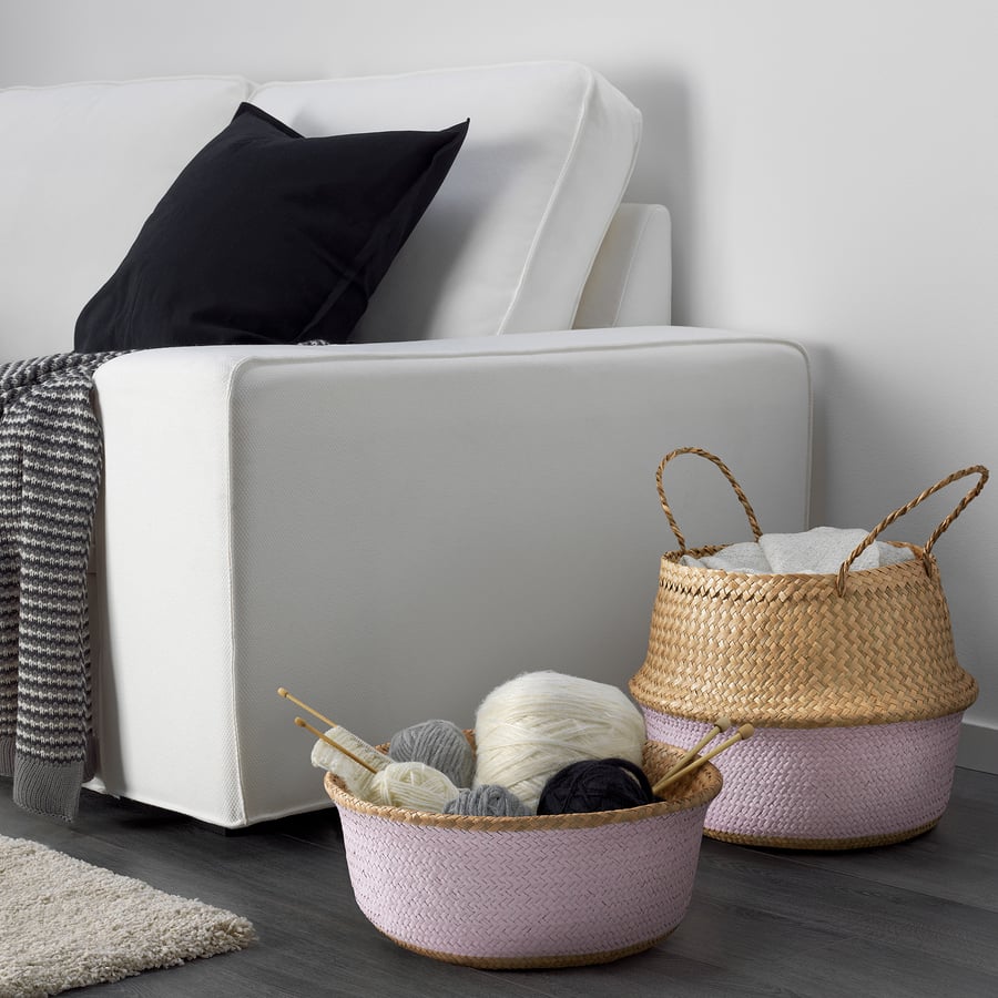 KRALLIG basket, sedge natural/pink, 25 cm - IKEA