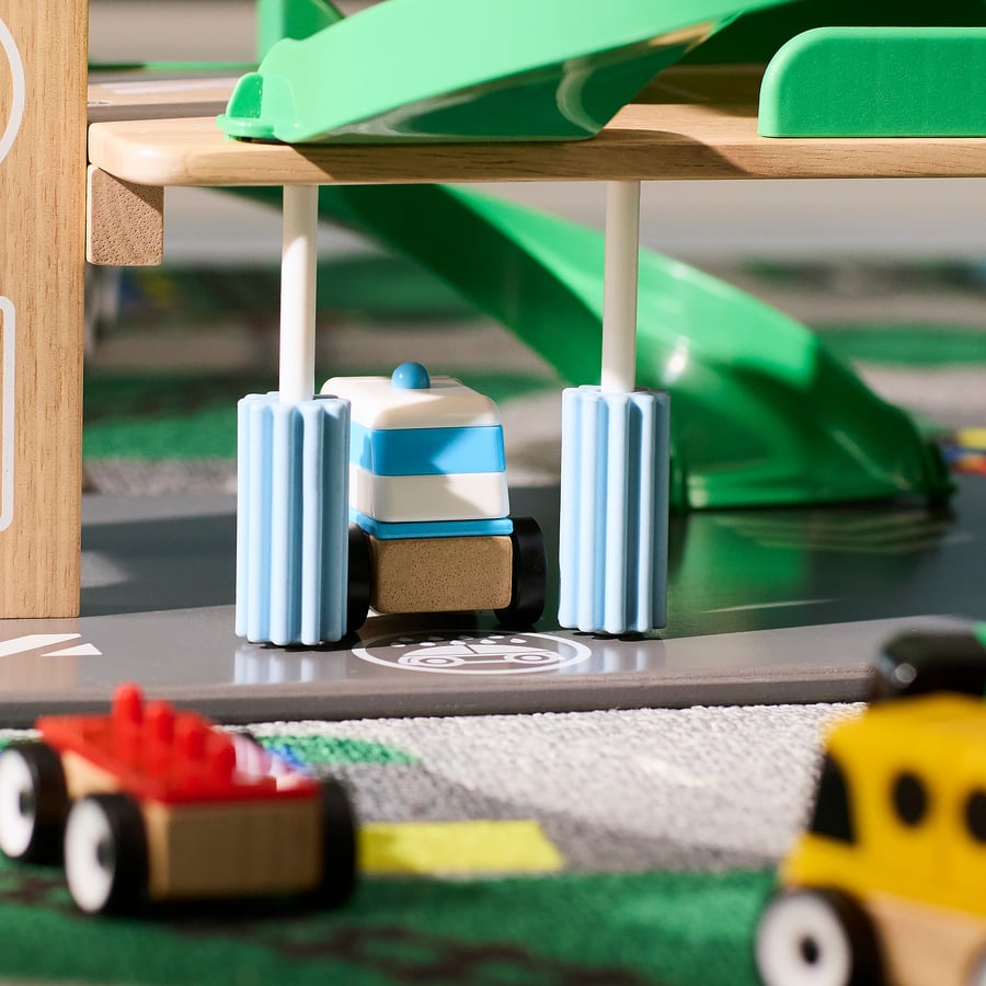 LILLABO 4-piece vehicle set, sports car/school bus recycling truck ...