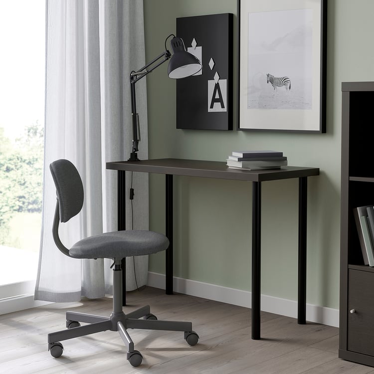 LINNMON / ADILS table, black-brown/black, 100x45 cm - IKEA