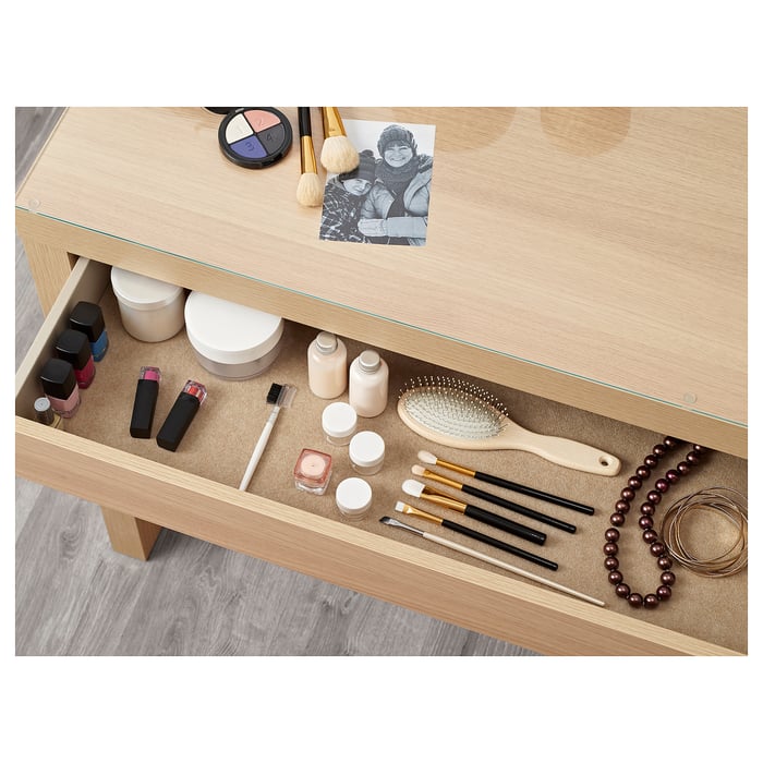 MALM dressing table, white stained oak effect, 120x41 cm - IKEA
