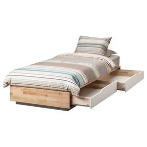 MANDAL Bed frame with storage, birch/white, 90x200 cm - IKEA
