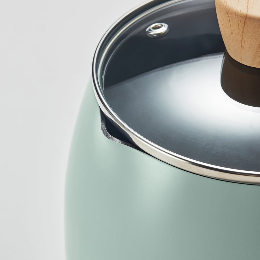 MANGOFISK saucepan with lid, non-stick coating/green, 2.3 l - IKEA