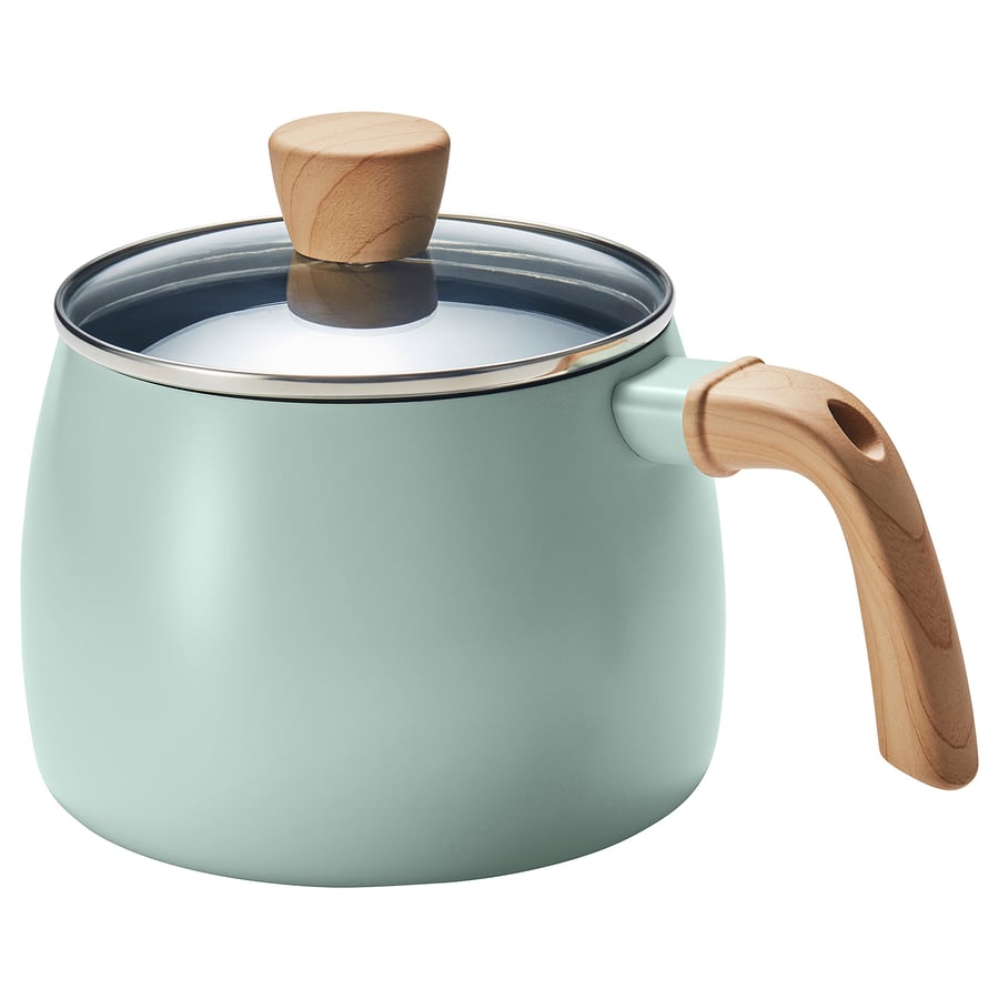 MANGOFISK saucepan with lid, non-stick coating/green, 2.3 l - IKEA