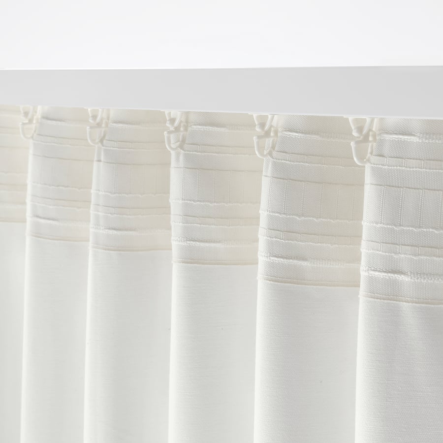 MERETE room darkening curtains, 1 pair, white/with heading tape ...
