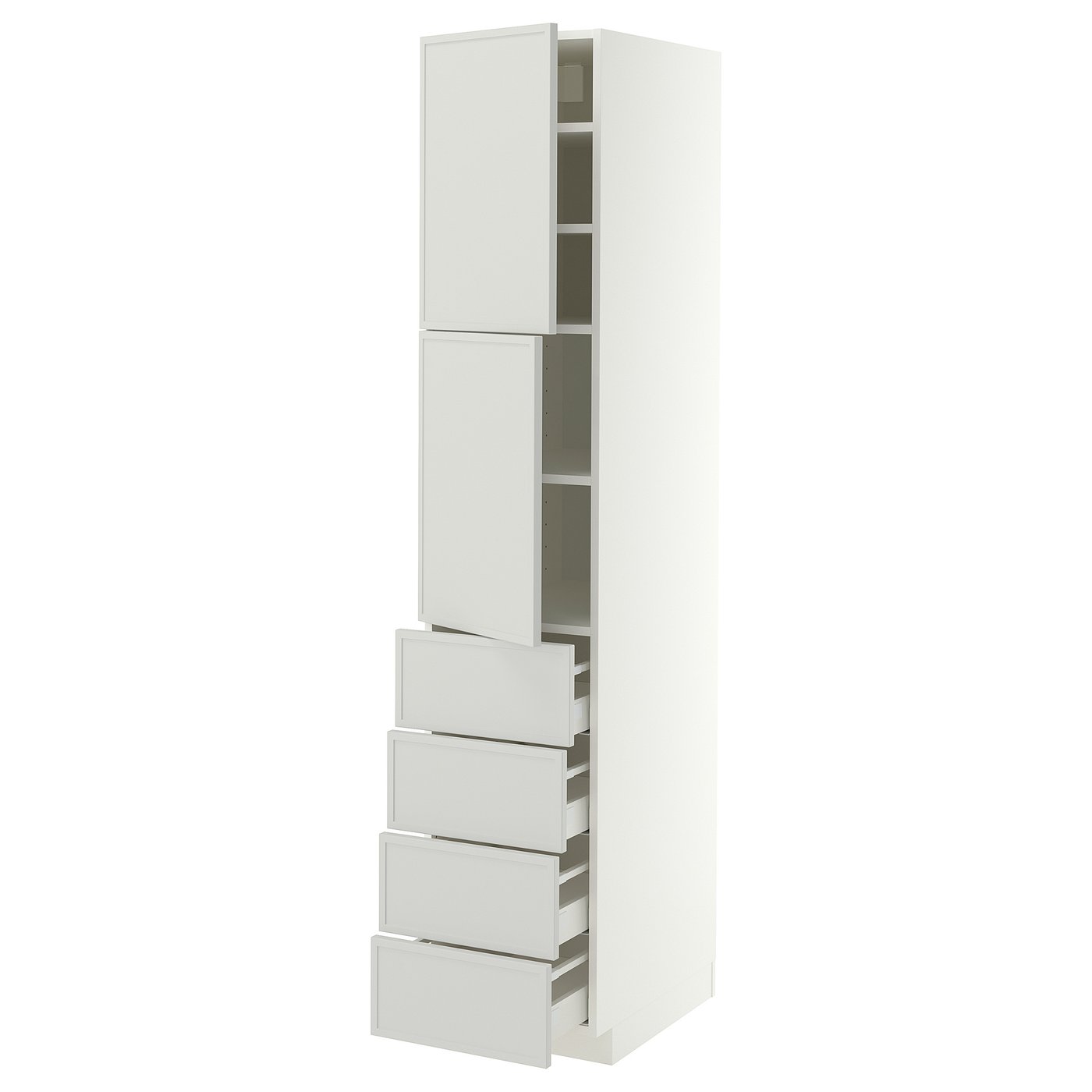 METOD / MAXIMERA hi cab w shlvs/4 drawers/2 doors, white/Aspudden light ...