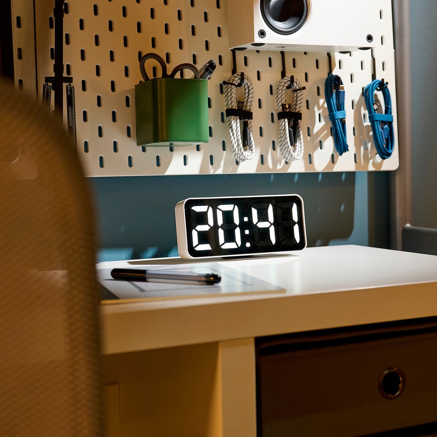 NOLLNING clock/thermometer/alarm, white, 18x8 cm - IKEA