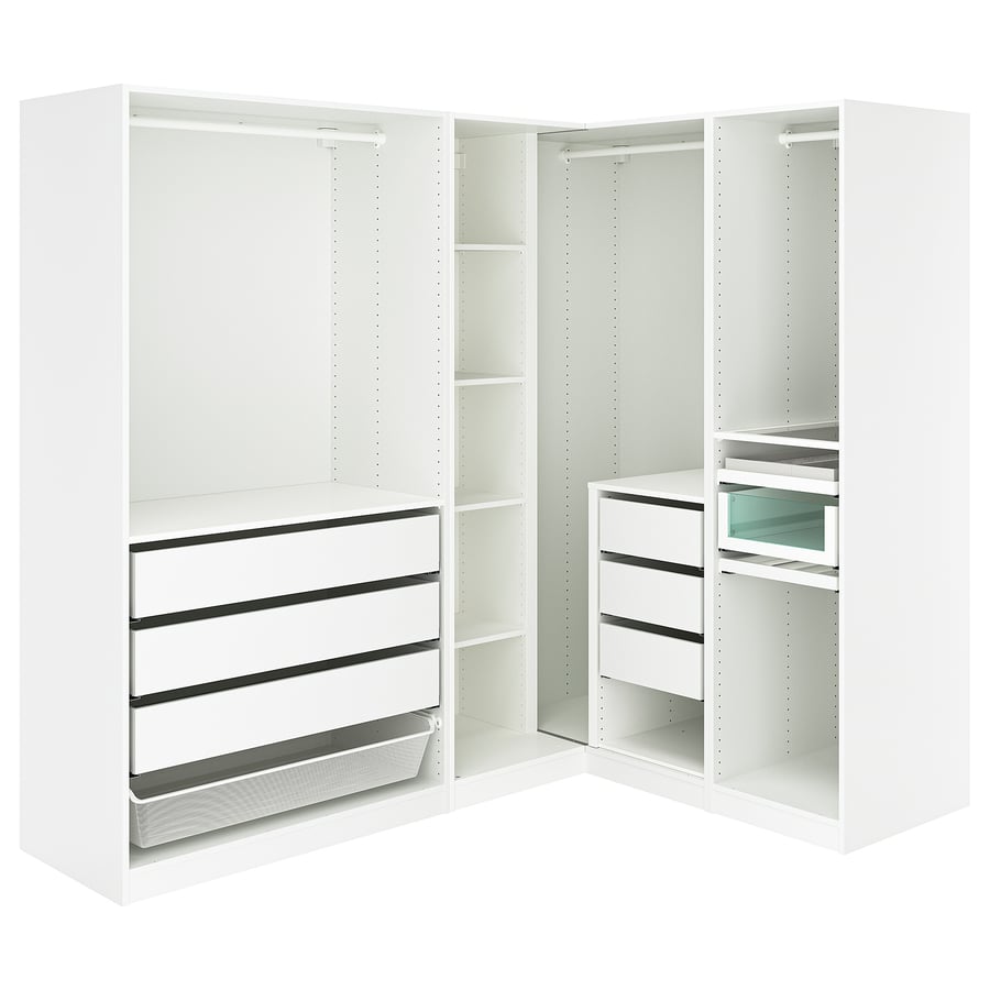 PAX corner wardrobe, white, 211/161x201 cm - IKEA