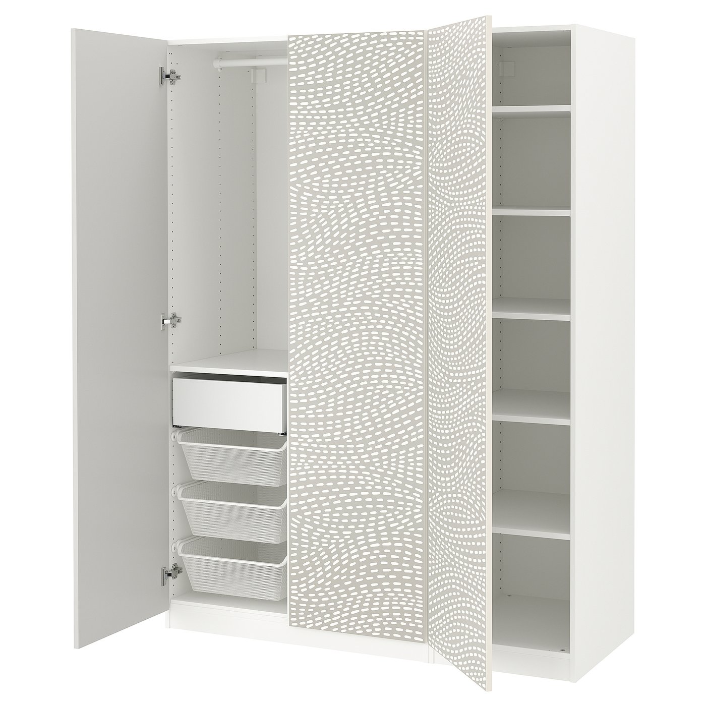 PAX / MISTUDDEN wardrobe combination, white/grey patterned, 150x60x201 ...
