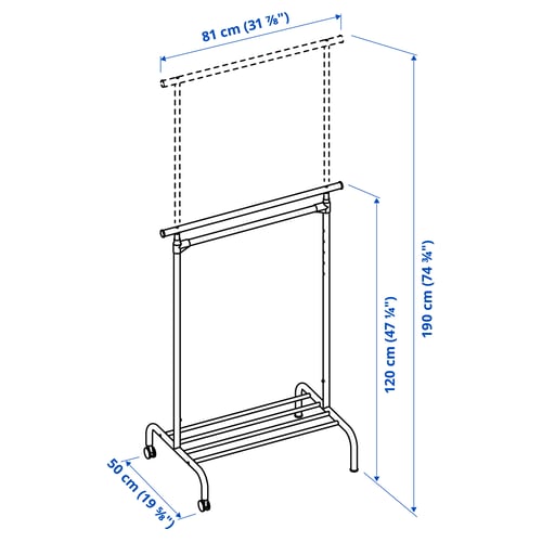 RIGGA clothes rack, with 2 clothes rails/black - IKEA