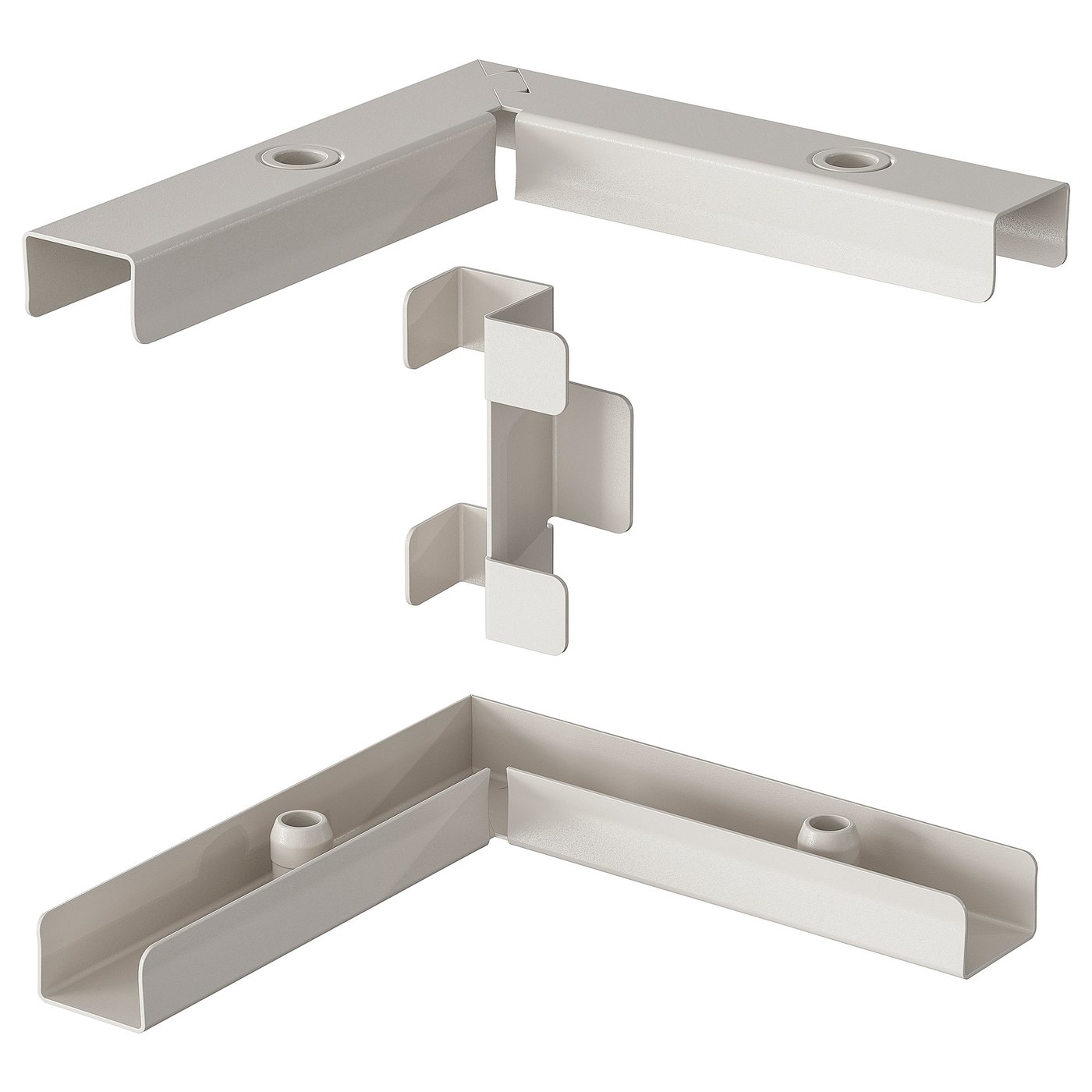 SIDORNA 3-pc crnr connection fittings set, grey - IKEA