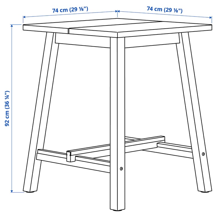 SKOGSTA table, counter height acacia/black, 74x74 cm - IKEA
