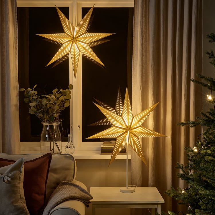 STRÅLA lamp shade, brass-colour/stripe, 70 cm - IKEA