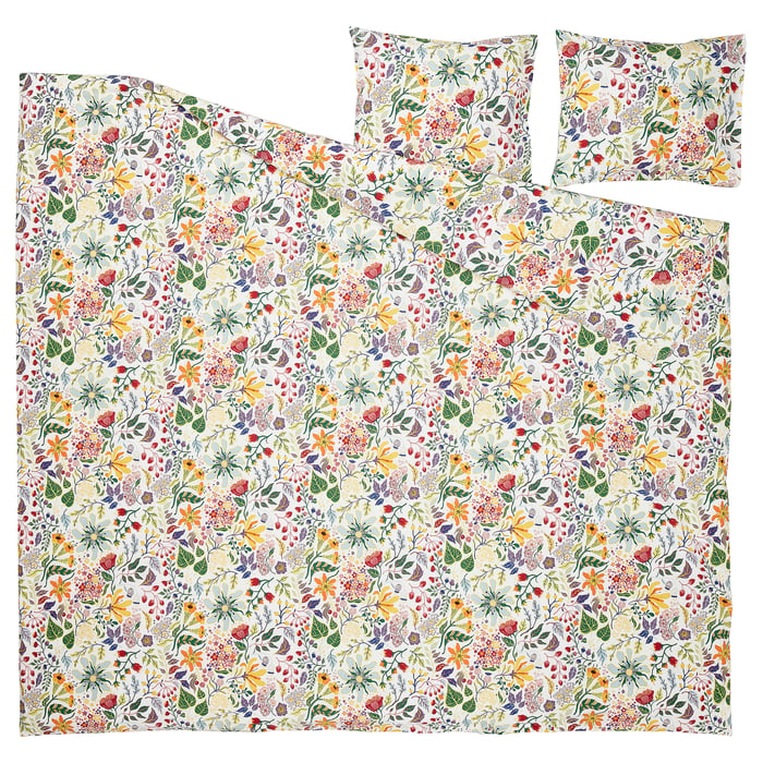 STRANDLUMMER duvet cover and 2 pillowcases, multicolour/floral pattern ...