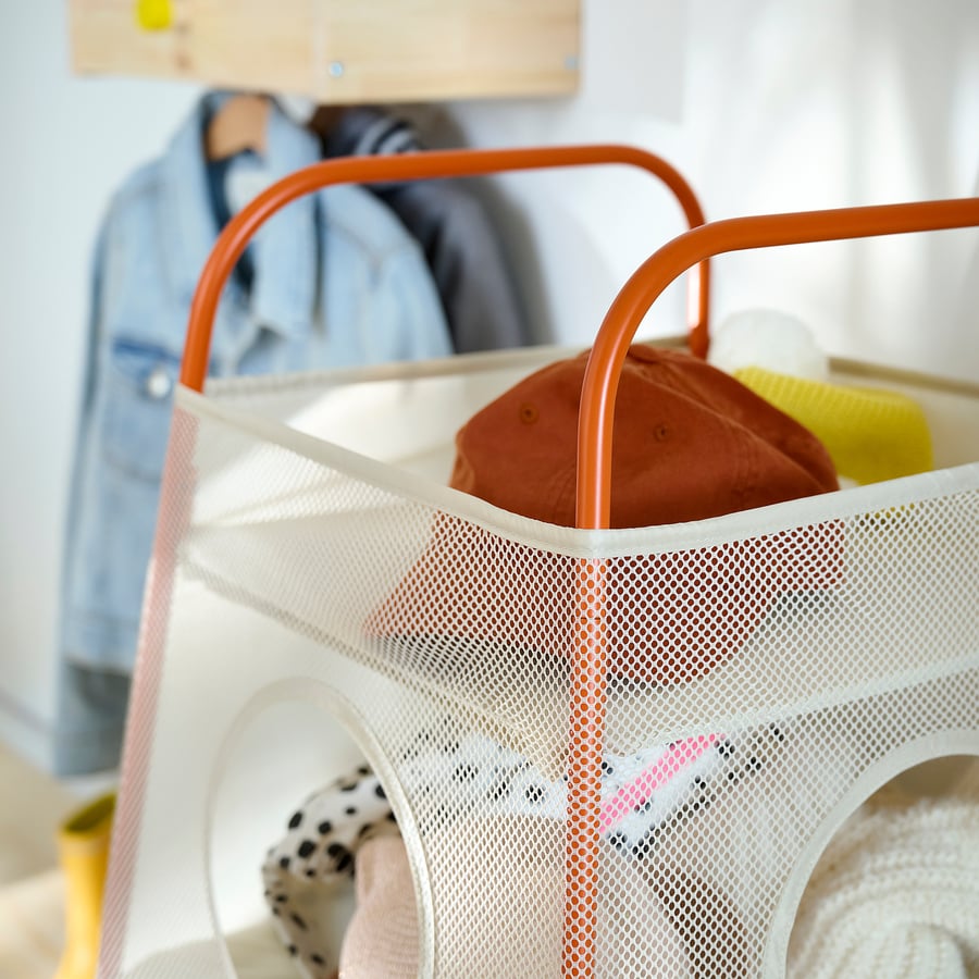 TIGERFINK storage with compartments, beige/orange - IKEA