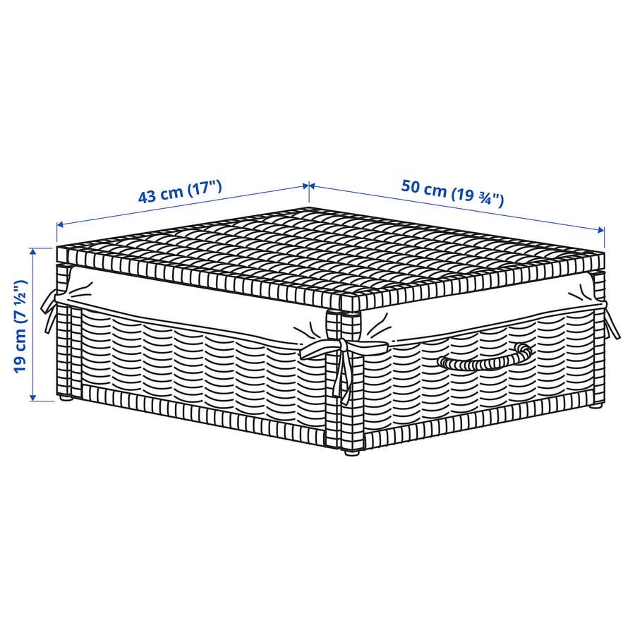 TOLKNING basket, handmade rattan, 50x43x19 cm - IKEA