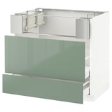 METOD メトード / MAXIMERA マキシメーラ ベースキャビネット コンロ/フィッシュグリル/引き出し2個, ホワイト/シーナルプ ...