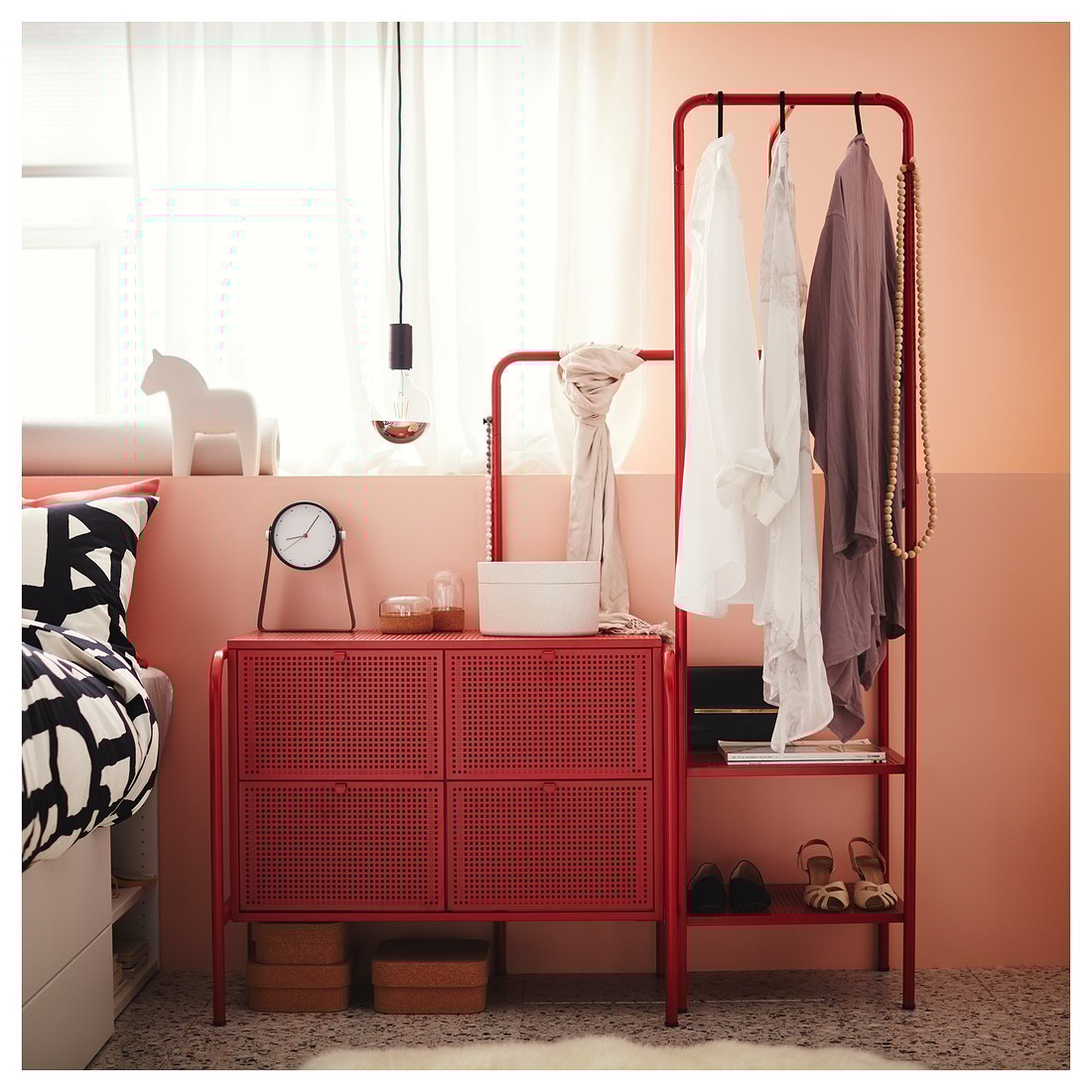 NIKKEBY ニッケビー 洋服ラック, レッド, 80x170 cm - IKEA