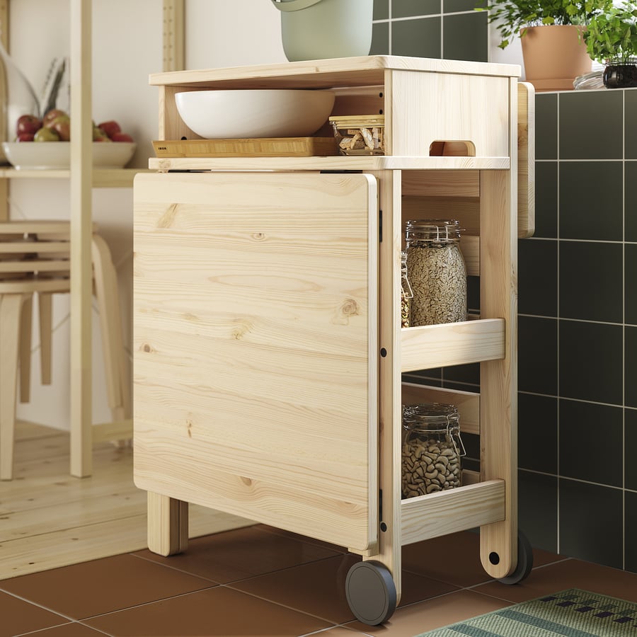 RESARÖ レーサロー 可動式ドロップリーフテーブル 収納付き, パイン材 - IKEA