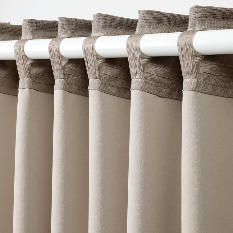 VILBORG ヴィルボリ ドレープカーテン 1組, ダークグレーベージュ/ヘディングテープ付き, 145x200 cm - IKEA