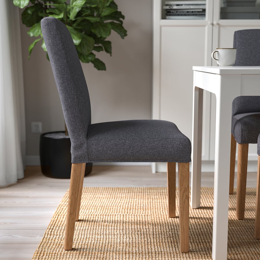 BERGMUND chair, oak effect/Gunnared medium grey - IKEA