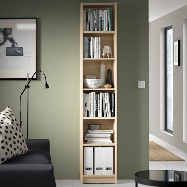 BILLY Bookcase, birch effect, 40x28x202 cm - IKEA