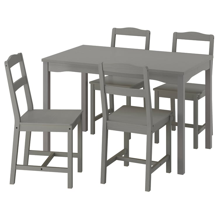 HAUGA / HAUGA table and 4 chairs, grey/grey, 118x74 cm - IKEA
