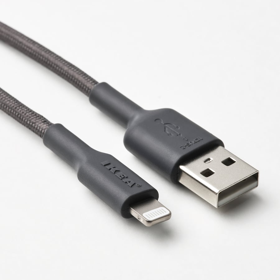 LILLHULT USB-A to lightning, dark grey, 1.5 m - IKEA