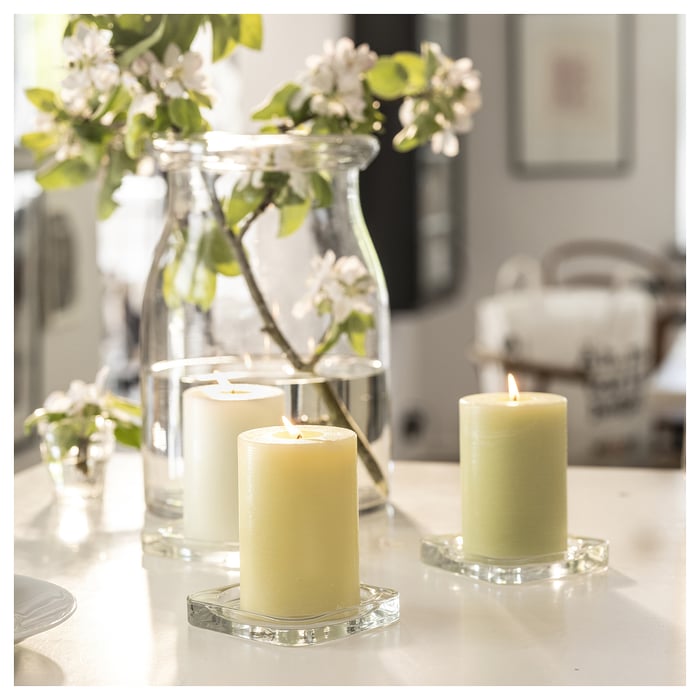 LÖVSKOGSLUND scented pillar candle, Apple mixed colours, 30 hr - IKEA