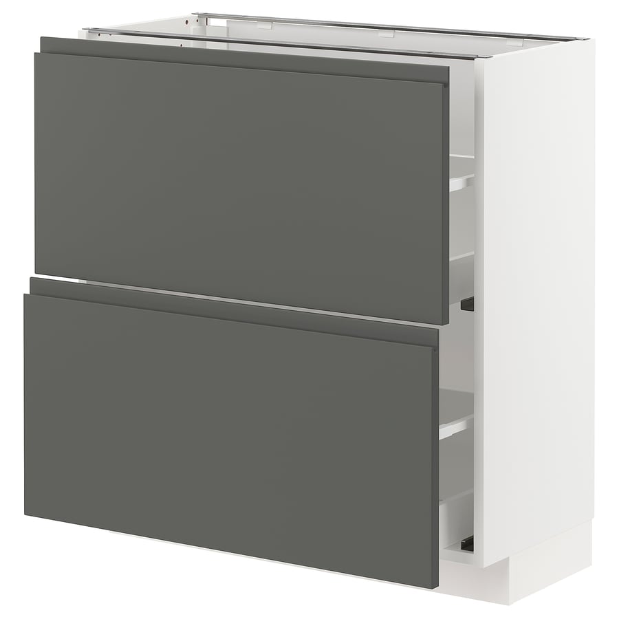 METOD / MAXIMERA base cabinet with 2 drawers, white/Voxtorp dark grey ...